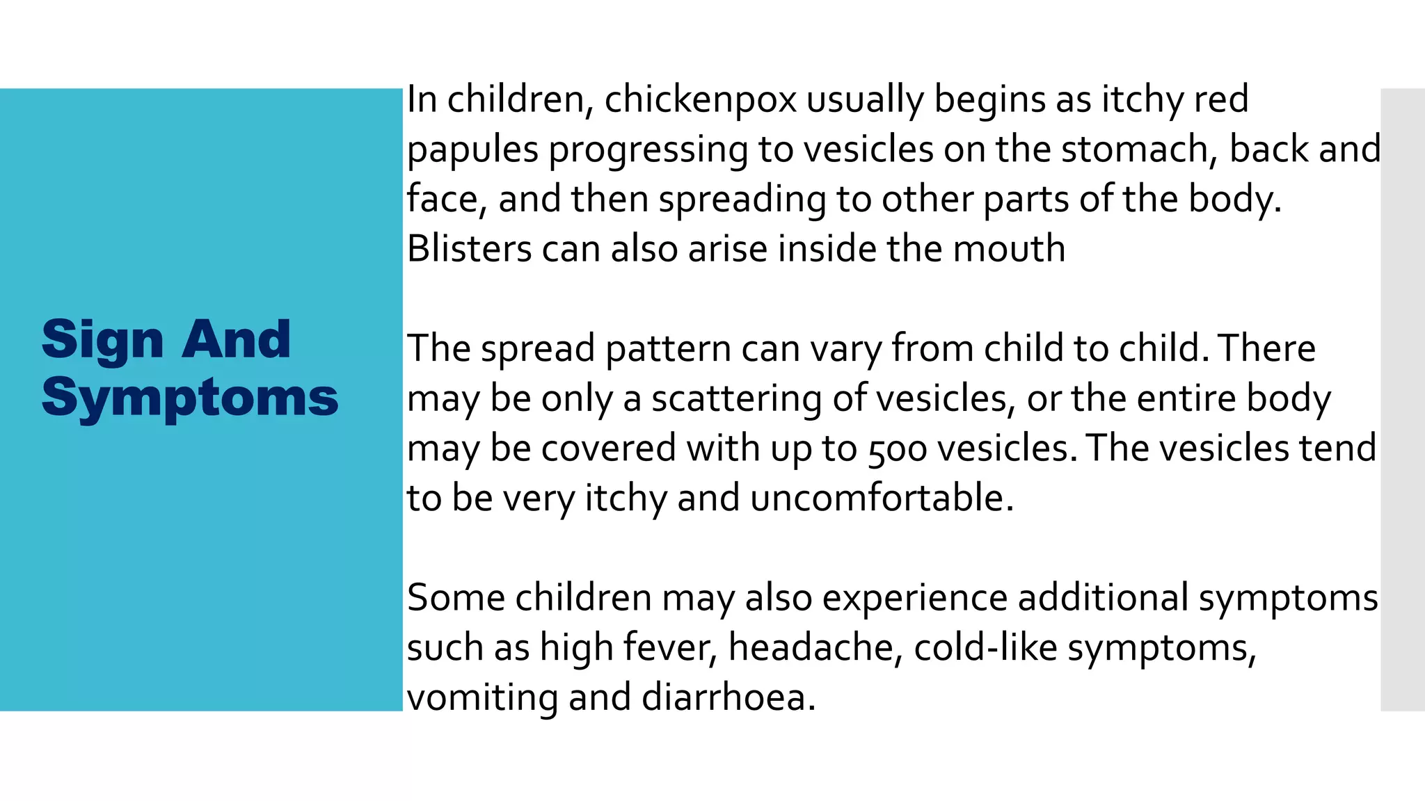 Chickenpox -symptoms |tests |management ( medical information ) | PPTX