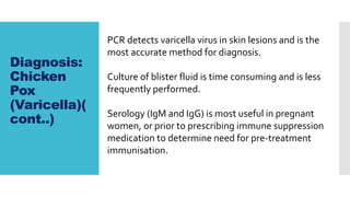 Chickenpox -symptoms |tests |management ( medical information ) | PPTX