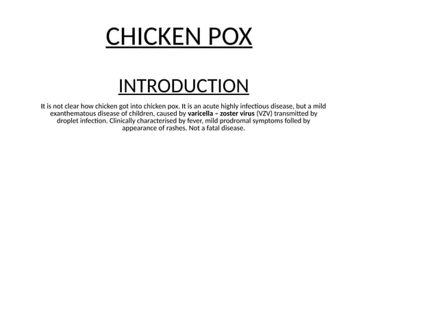 CHICKEN POX diagnosis and management ppt | PPTX | Infectious Diseases ...