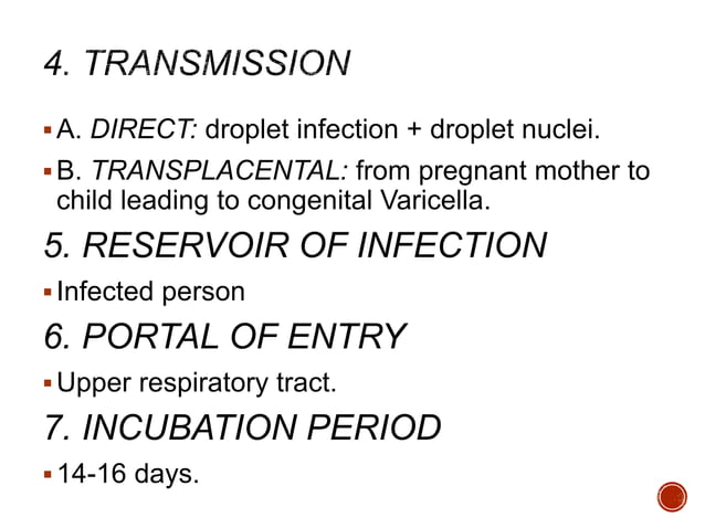 CHICKENPOX (VARICELLA).pptx | Infectious Diseases | Diseases and Conditions