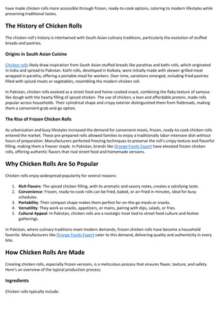 Chicken Roll A Crispy, Ready To Cook, Frozen Food Chunk.pdf