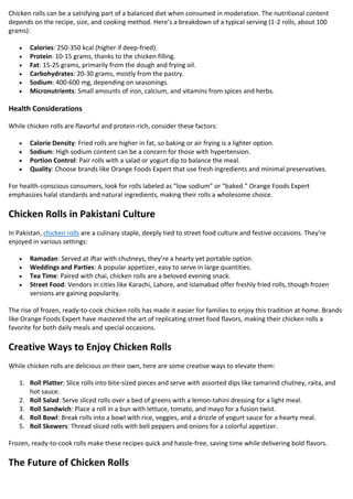 Chicken Roll A Crispy, Ready To Cook, Frozen Food Chunk.pdf