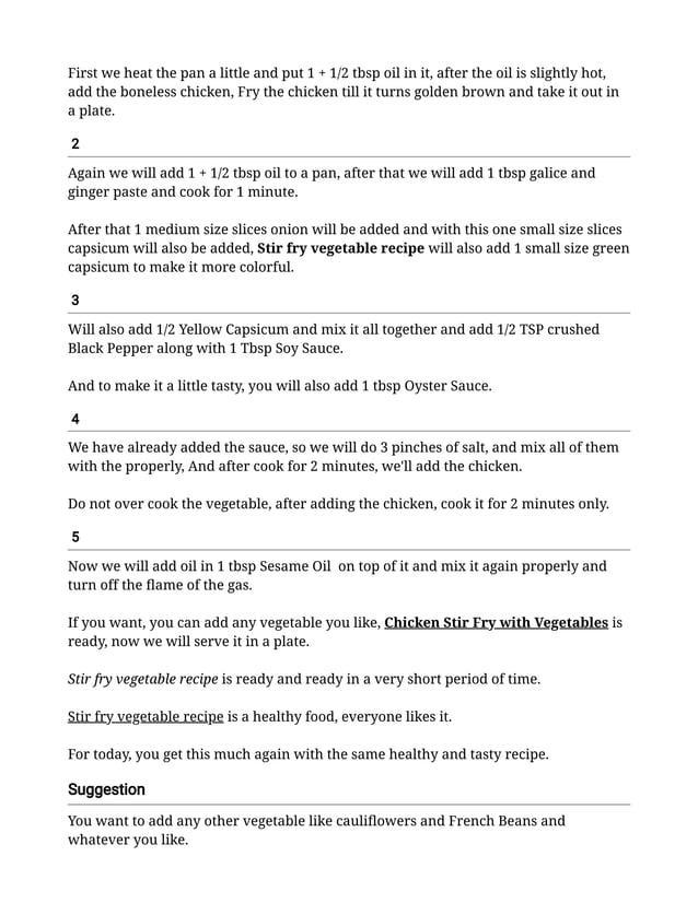 Chicken Stir Fry With Vegetables Pdf Free Download