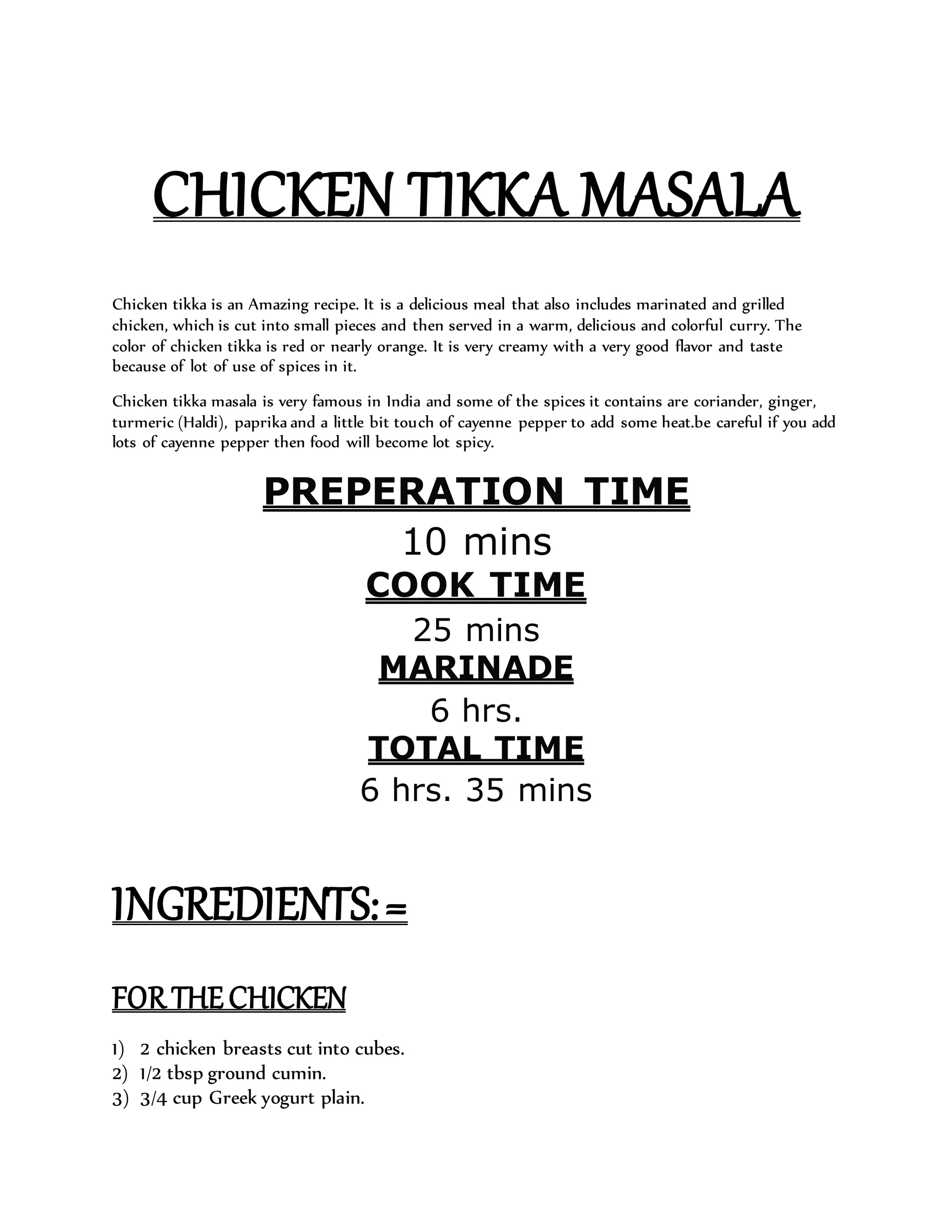 Chicken tikka masala | DOCX
