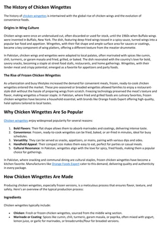 Chicken Wingettes A Delicious, Ready To Cook, Frozen Food Chunk.pdf