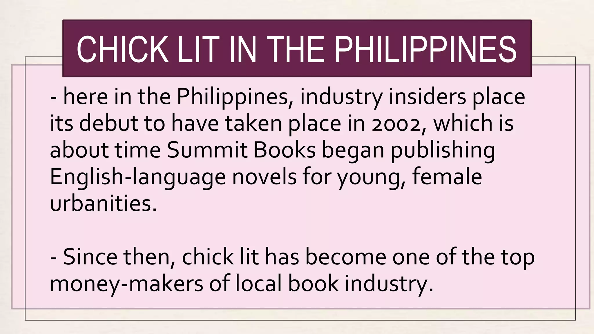 Chick Literature (Chick Lit) | PPTX