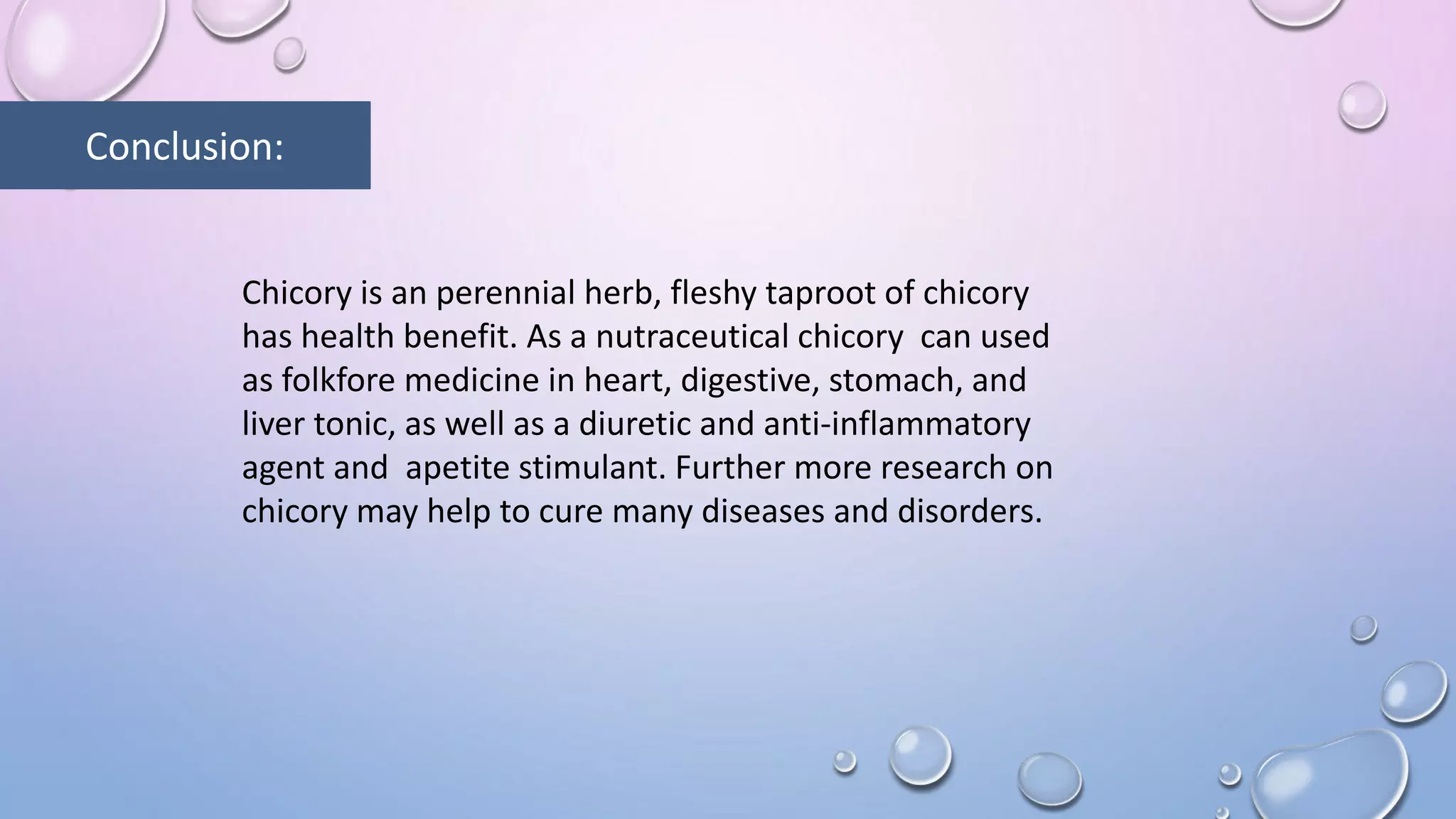 Chicory as health benefit ( Nutraceutical) | PPTX