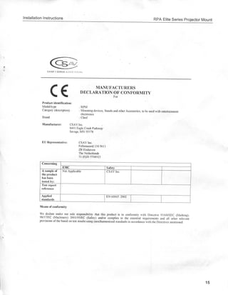 CHIEF - RPA Elite Series Projector Mount - RPM and RPM A-C - Installation Instructions | PDF