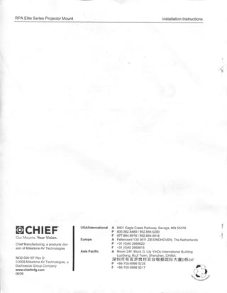 CHIEF - RPA Elite Series Projector Mount - RPM and RPM A-C ...