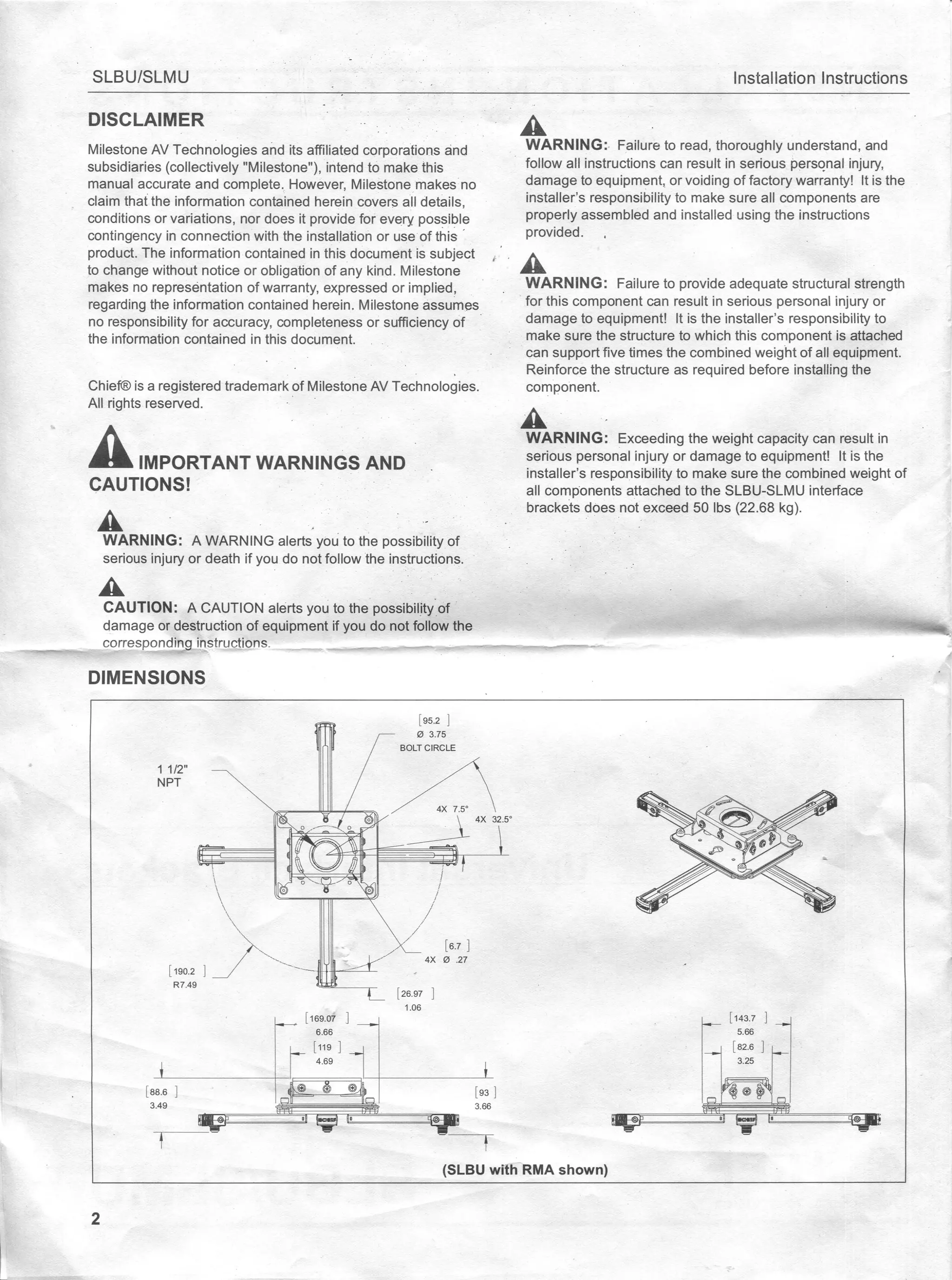 CHIEF - Universal Interface Brackets - Installation Instructions - SLBU ...
