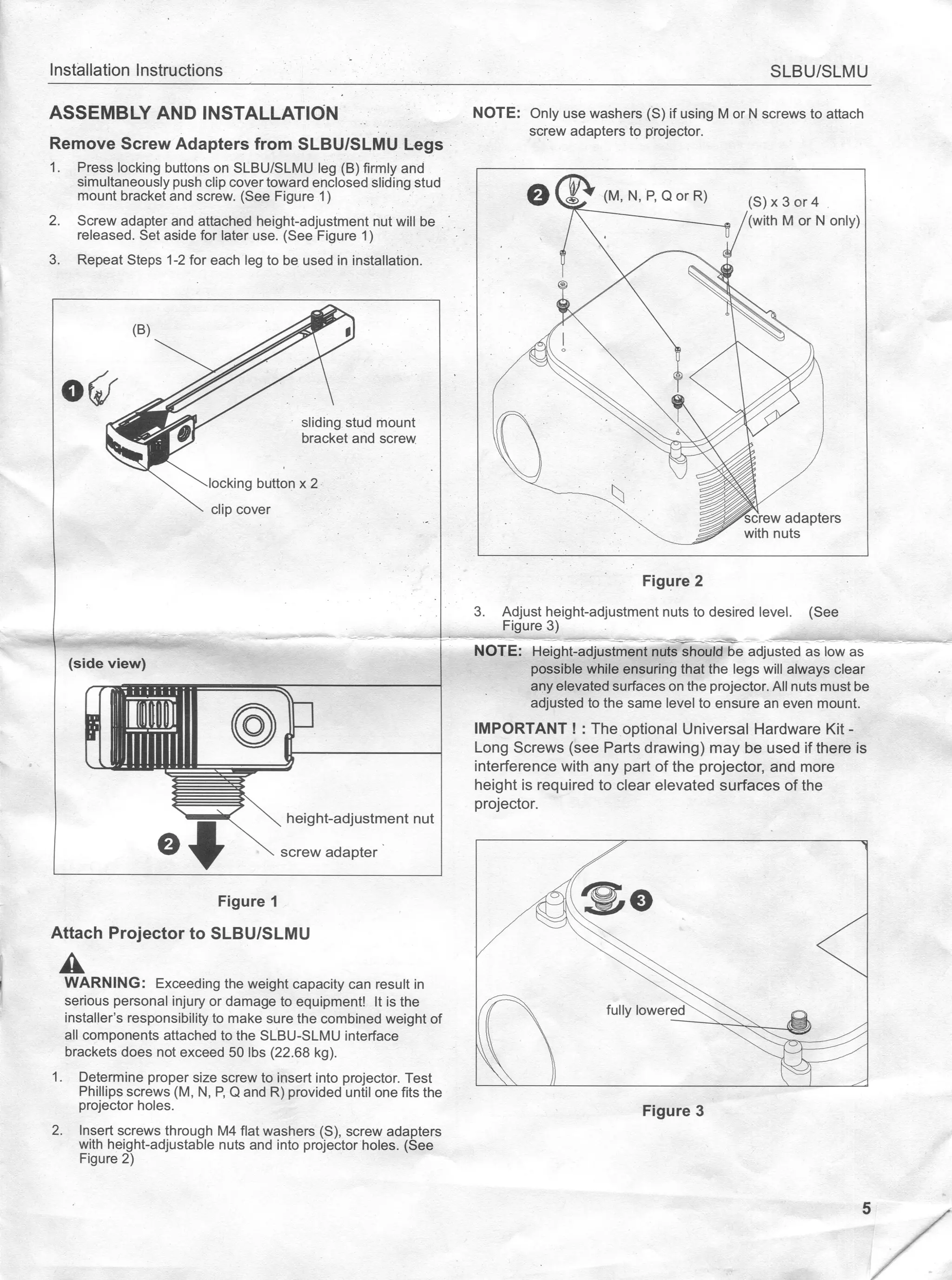 CHIEF - Universal Interface Brackets - Installation Instructions - SLBU ...