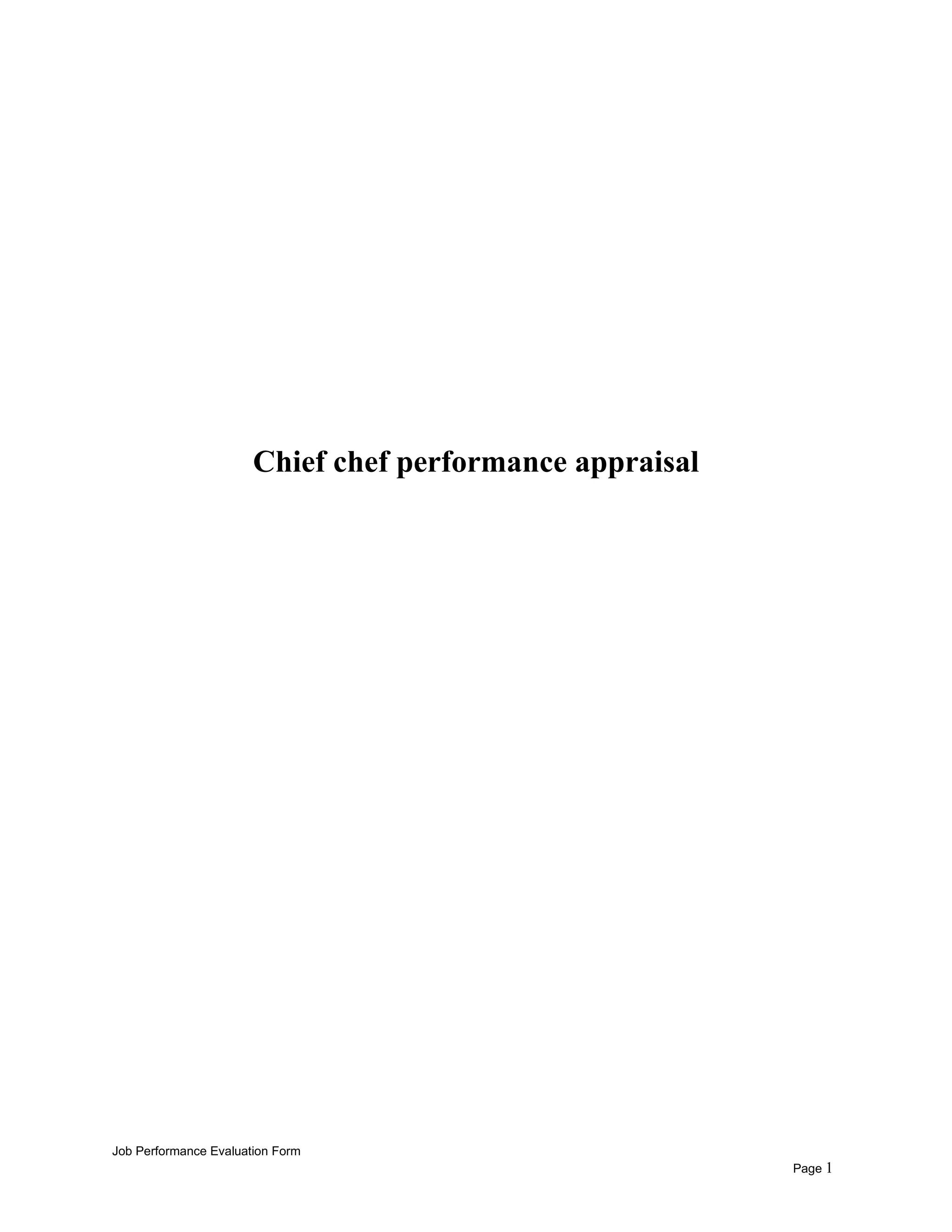 Chief chef performance appraisal | DOC