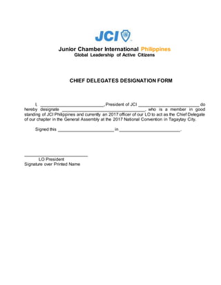 Chief delegate designation form - NatCon 2017 | DOCX