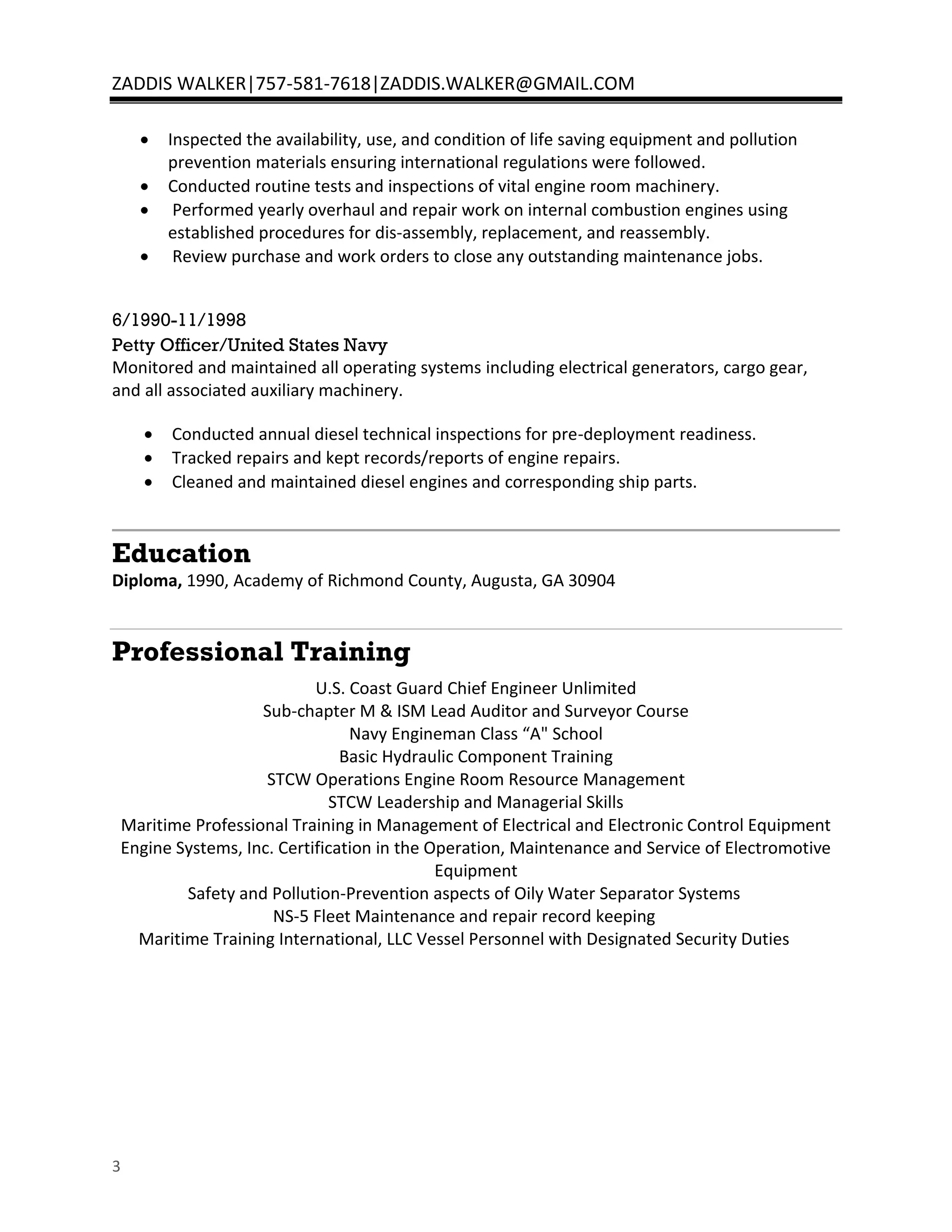 Chief Engineer Resume | PDF