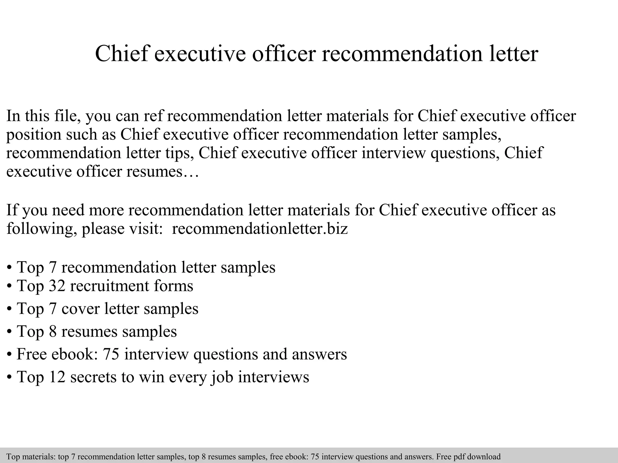 Chief executive officer recommendation letter | PPT