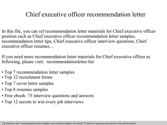 Chief executive officer recommendation letter | PPT | Resume Writing ...