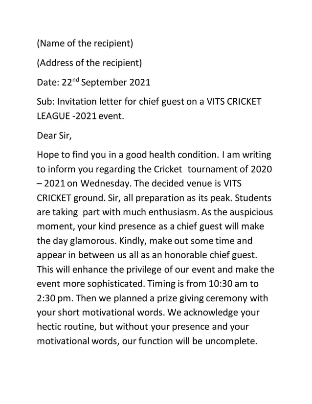 Chief guest letter | PDF