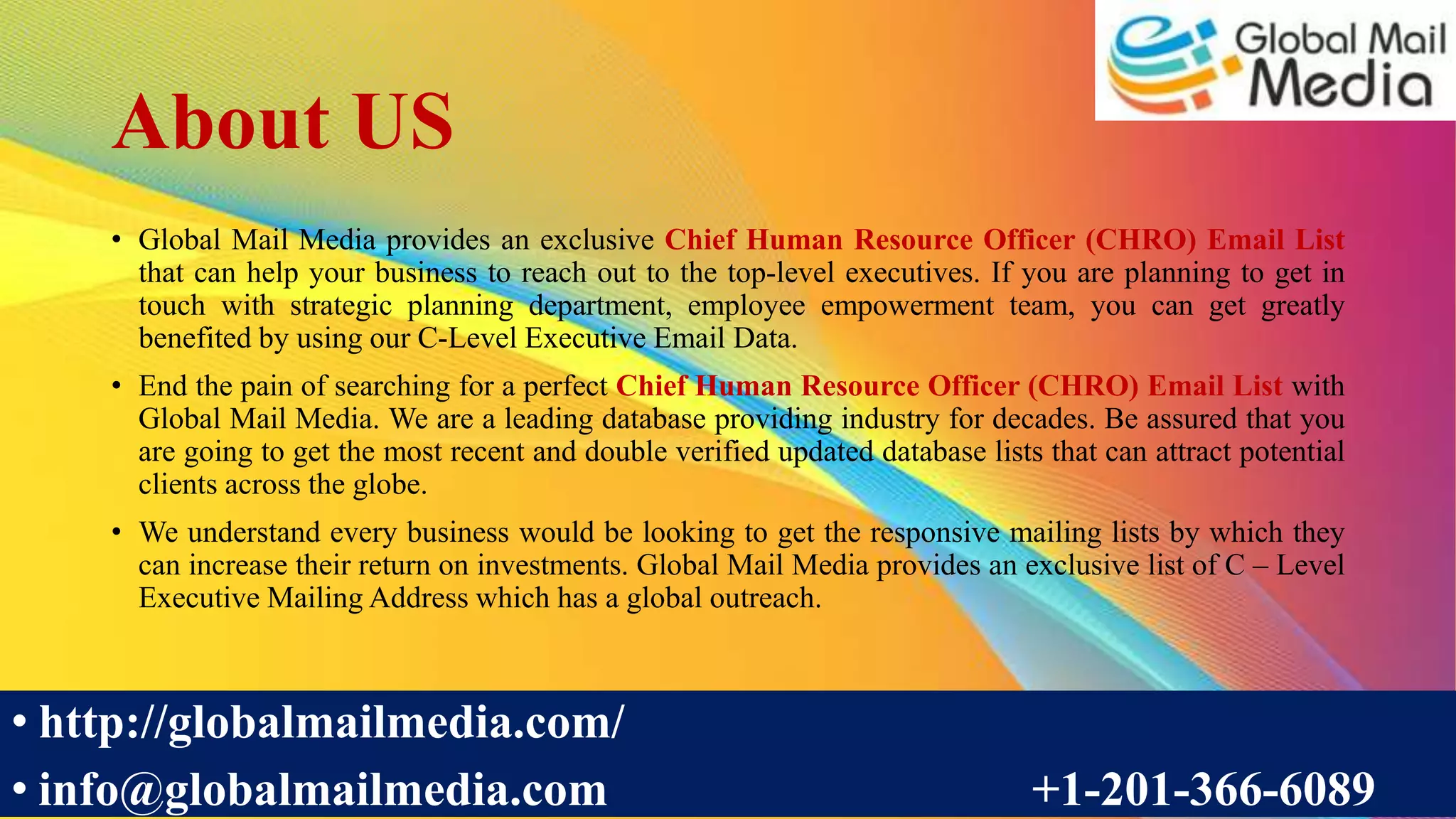 Chief human resource officer (chro) email list | PPTX
