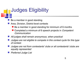 Toastmasters Contests Chief Judges Training 2015-2016 | PPT