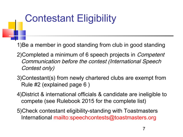 Toastmasters Contests Chief Judges Training 2015-2016 | PPT