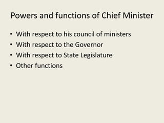 Chief minister and his council of ministers | PPTX