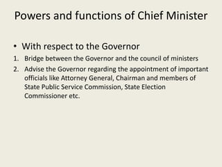 Chief minister and his council of ministers | PPTX