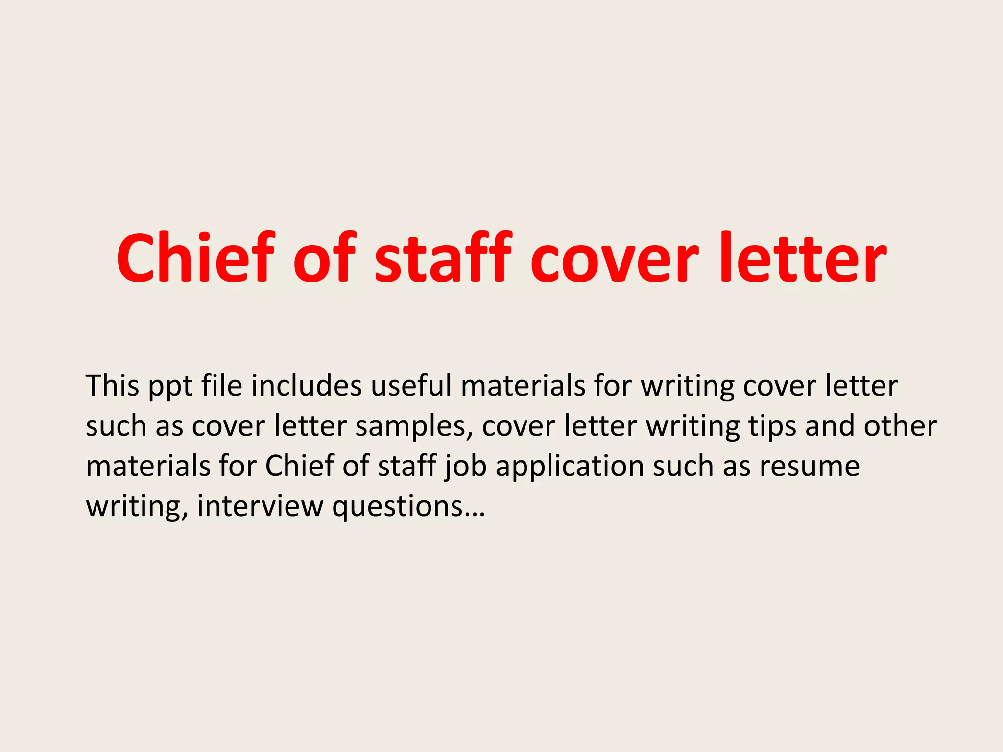 Chief of staff cover letter | PPT