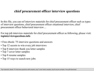 Chief procurement officer interview questions | PPT