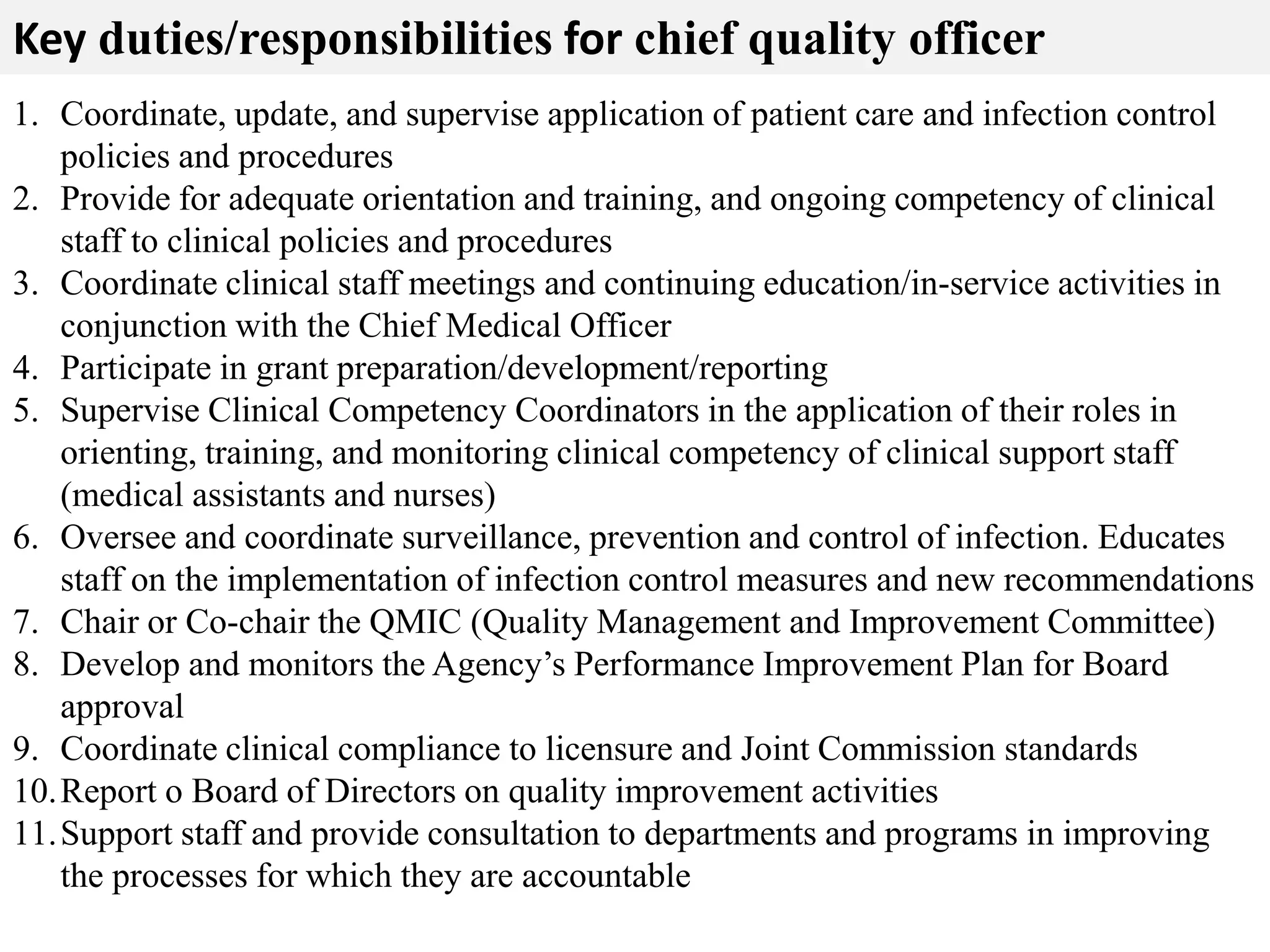 Chief quality officer job description | PPT