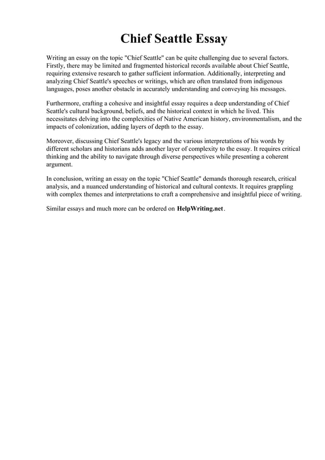 Chief Seattle Essay | PDF