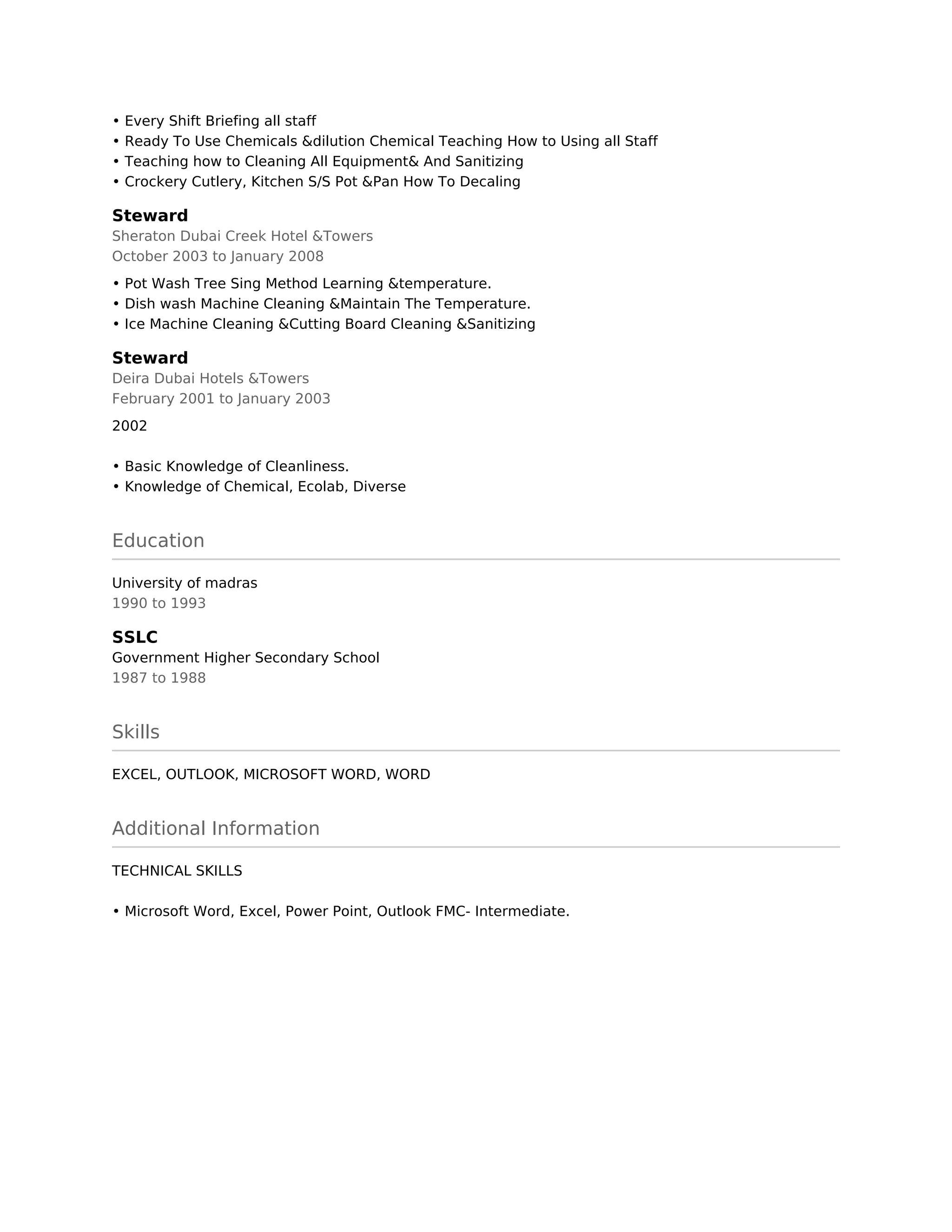 Chief steward cv | PDF