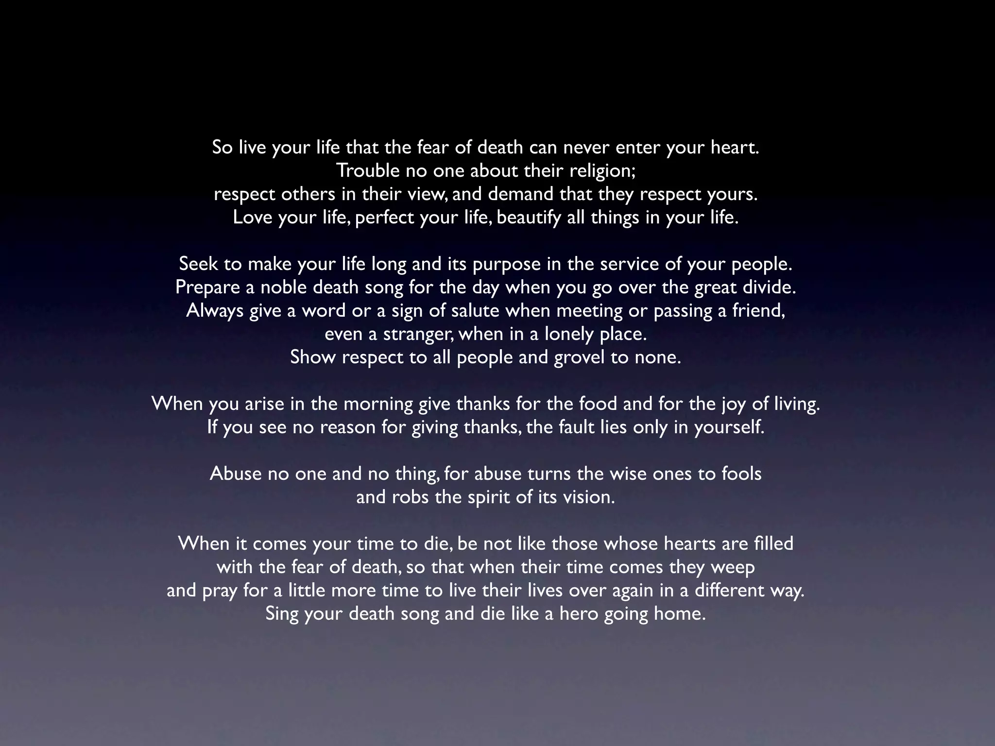 Chief tecumseh's words of wisdom | KEY