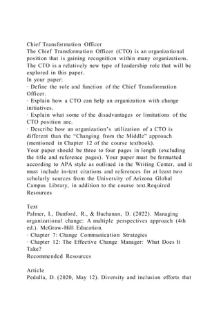 Chief Transformation OfficerThe Chief Transformation Officer (CT | DOCX
