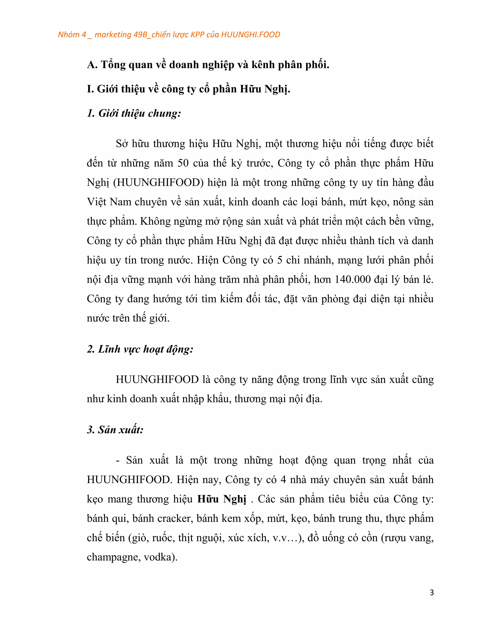 Chiến lược kênh phân phối của công ty cổ phần thực phẩm Hữu Nghị | PDF