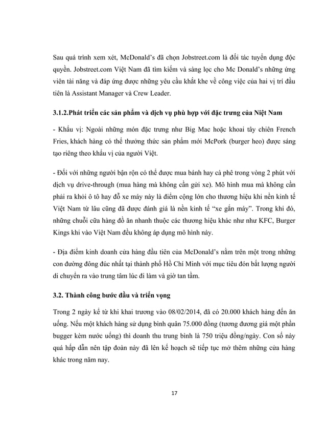 Tiểu luận: Chiến lược thâm nhập thị trường của Mcdonald’s thâm nhập thị trường VN | DOC