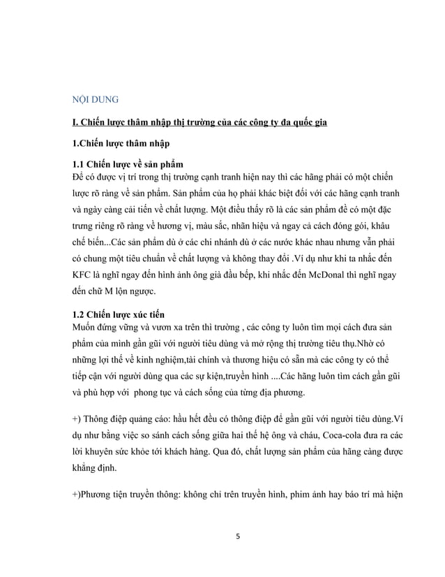 Tiểu luận: Chiến lược thâm nhập thị trường của Mcdonald’s thâm nhập thị trường VN | DOC