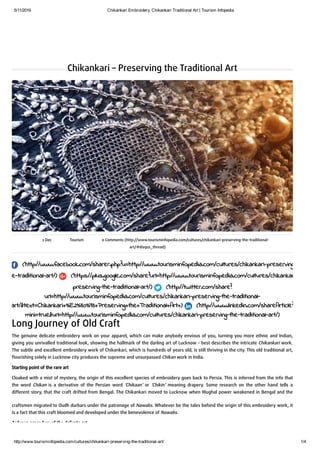 Chikankari embroidery, chikankari traditional art tourism infopedia ...