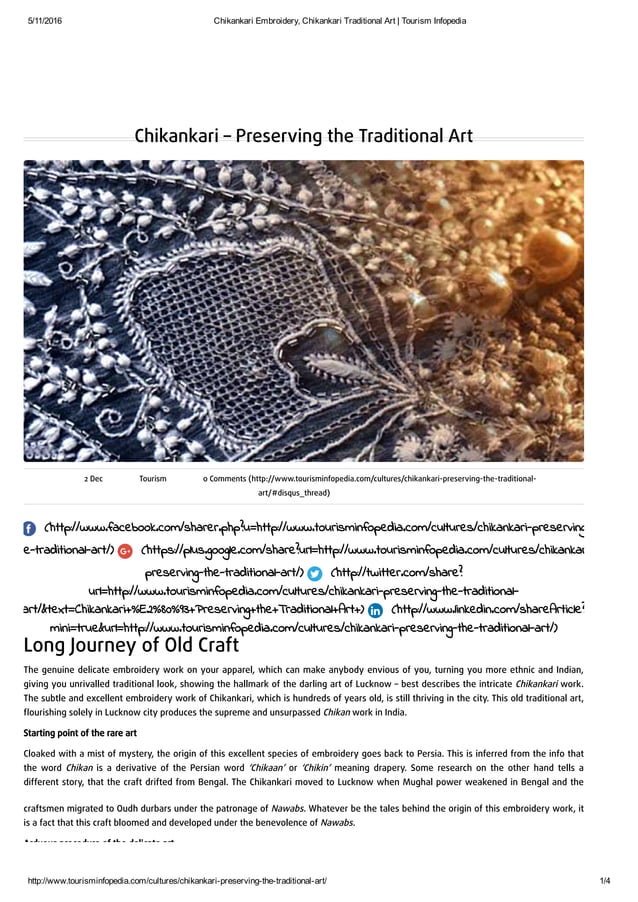 Chikankari embroidery, chikankari traditional art tourism infopedia ...
