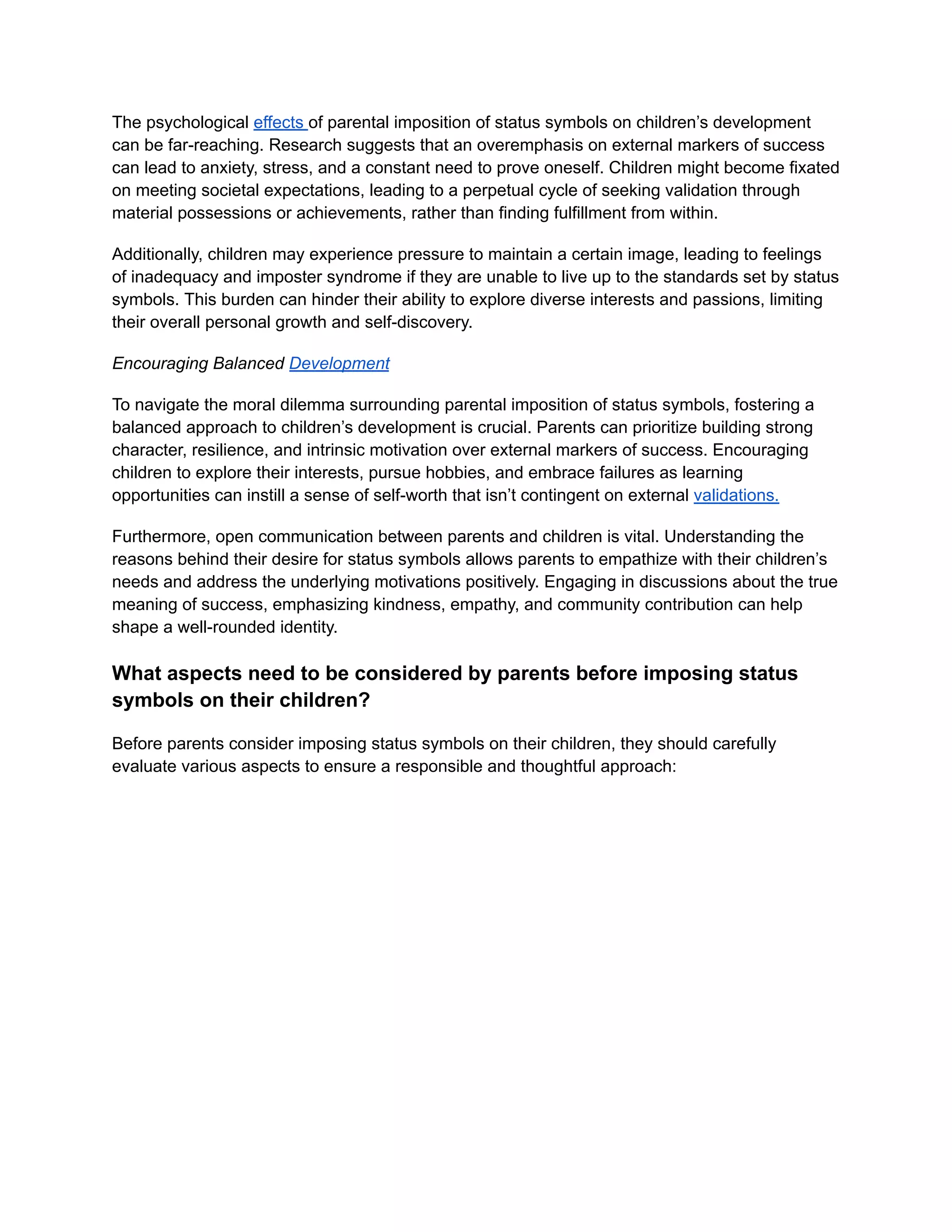 Shaping Identities:Examining the Effects of Status Symbols on Children ...