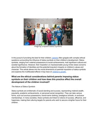 Shaping Identities:Examining the Effects of Status Symbols on Children ...