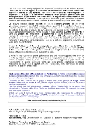 Progetto Phoenics: luce e cristalli fotonici per la diagnosi tumorale precoce | PDF