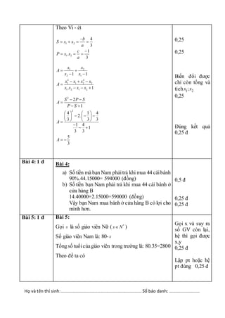 Đề Thi HK2 Toán 9 - THCS Chi Lăng | DOCX