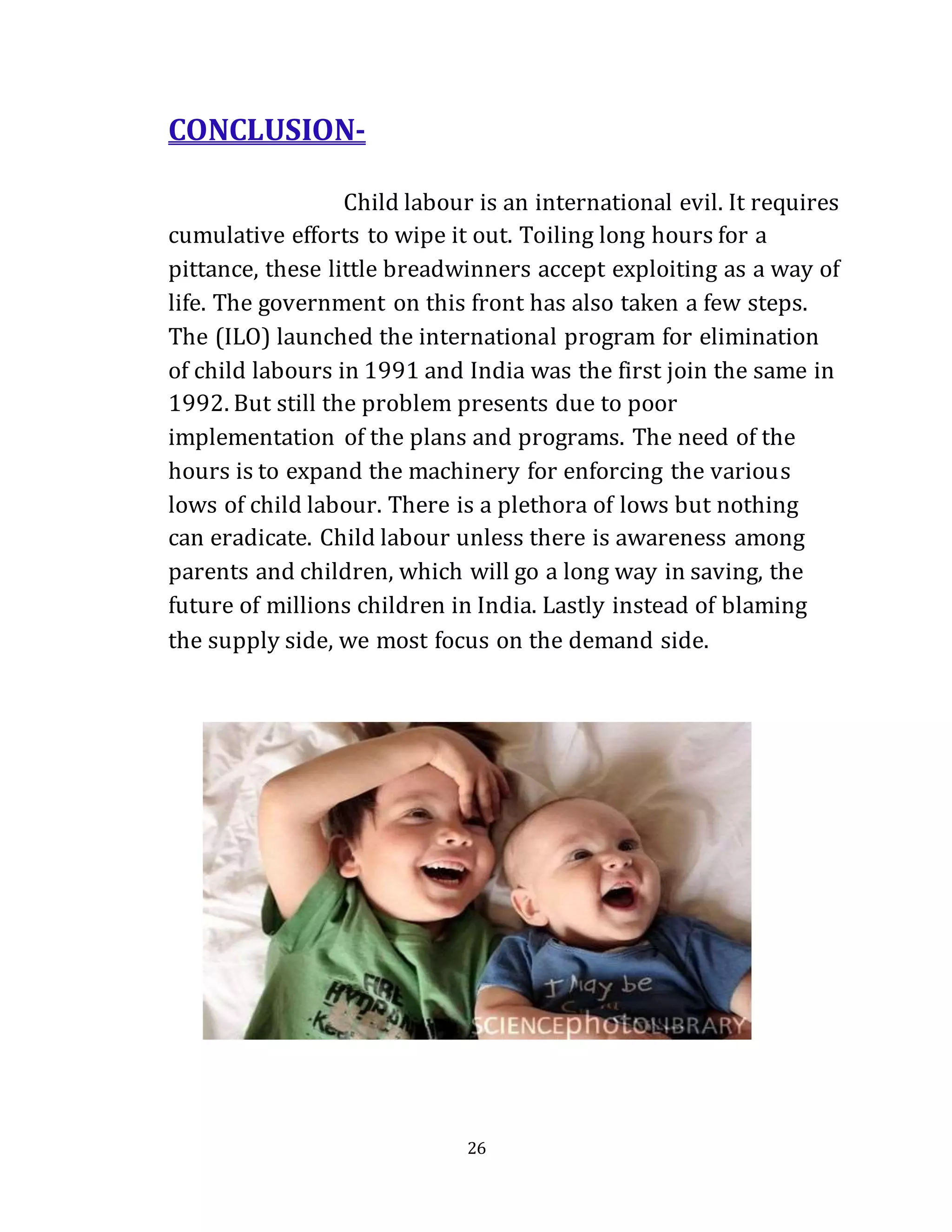 Child labour in india m com project | DOCX