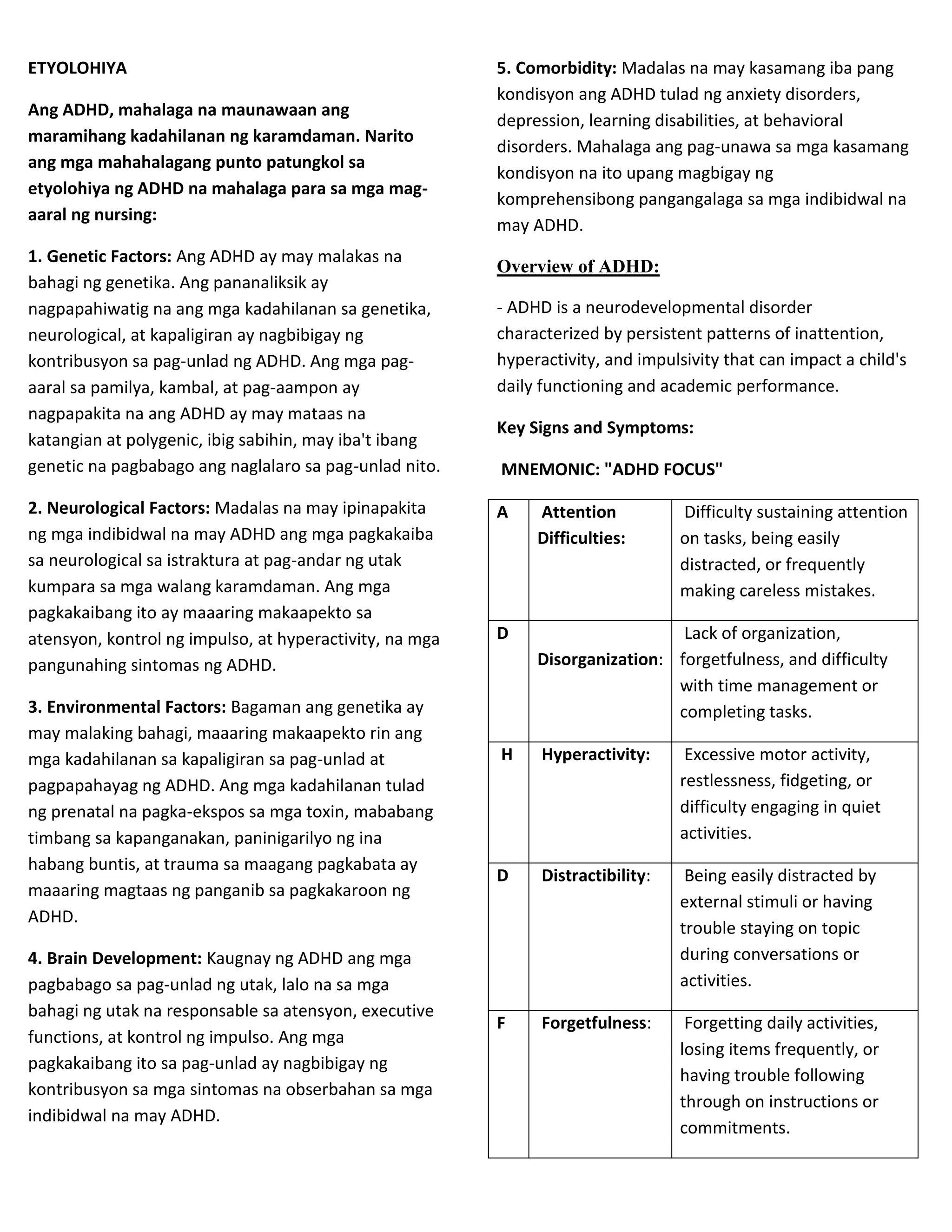 attention deficit hyperactivity disorders | PDF