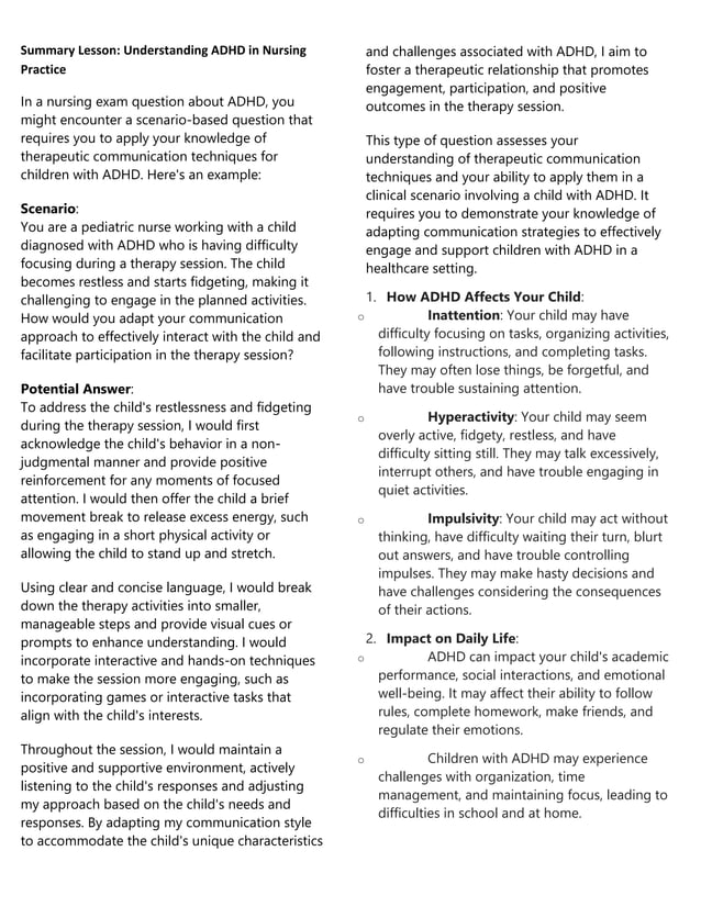 attention deficit hyperactivity disorders | PDF