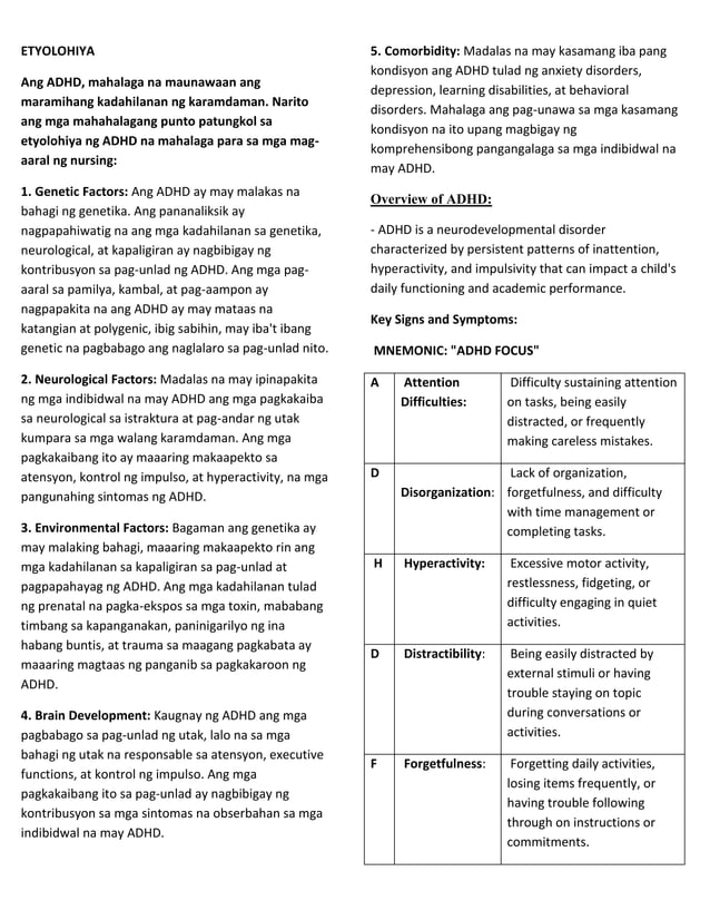 attention deficit hyperactivity disorders | PDF