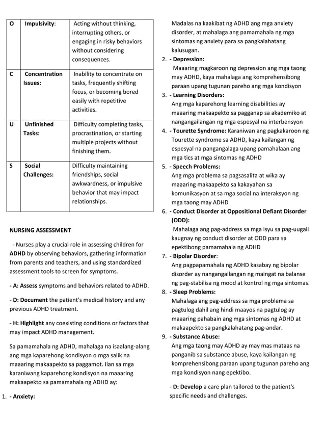 attention deficit hyperactivity disorders | PDF