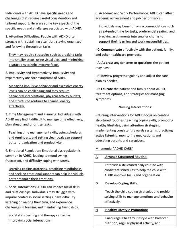 attention deficit hyperactivity disorders | PDF