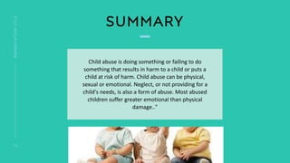 Presentation on child abuse by Dr Sushma Singh | PPT