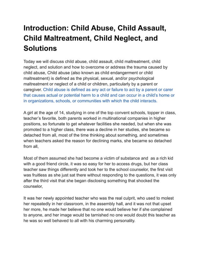 Child Abuse, Child Assault, Child Maltreatment, Child Neglect, and Solutions.pdf